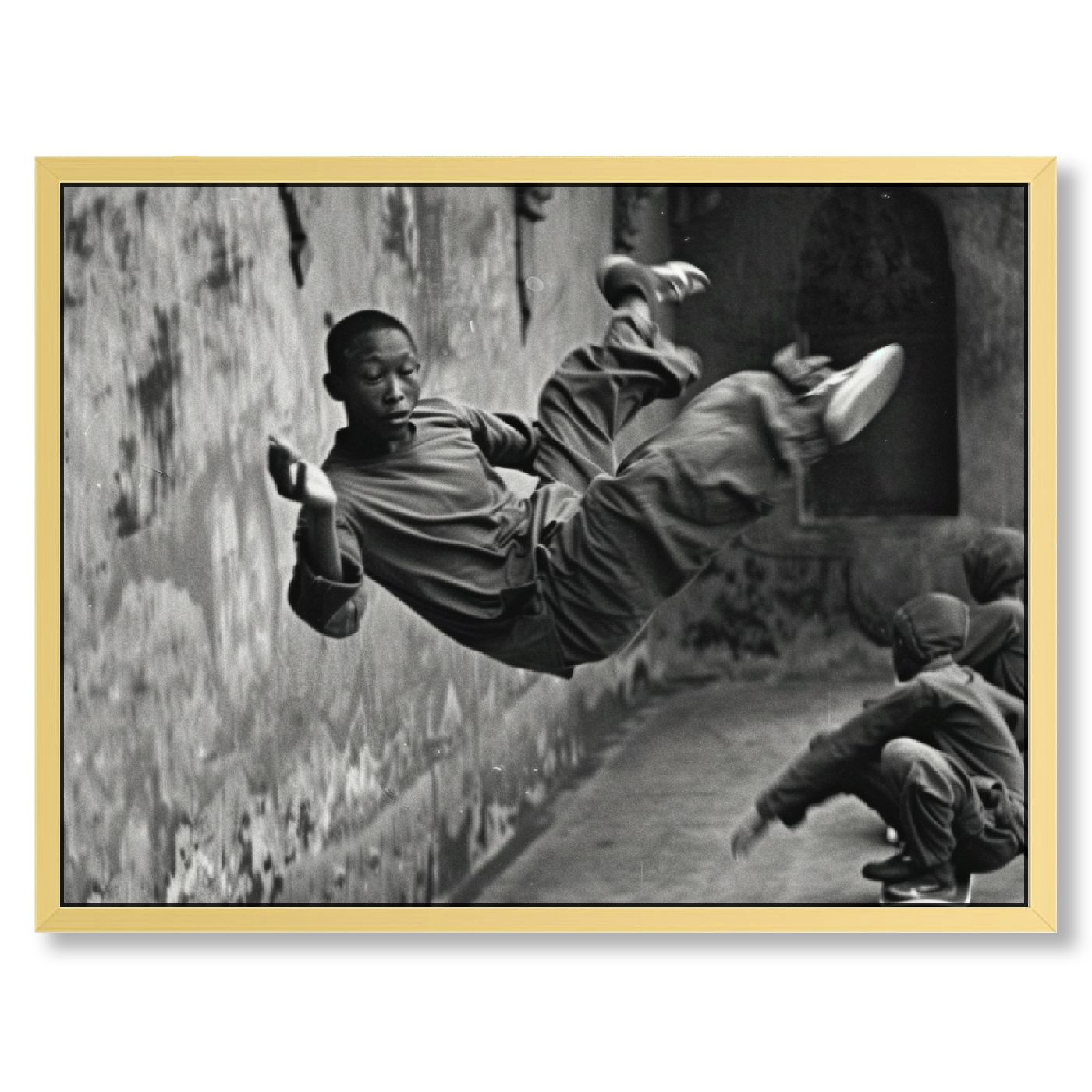 Black and White Poster Shaolin Monk Practicing Poster Chinese Martial ...