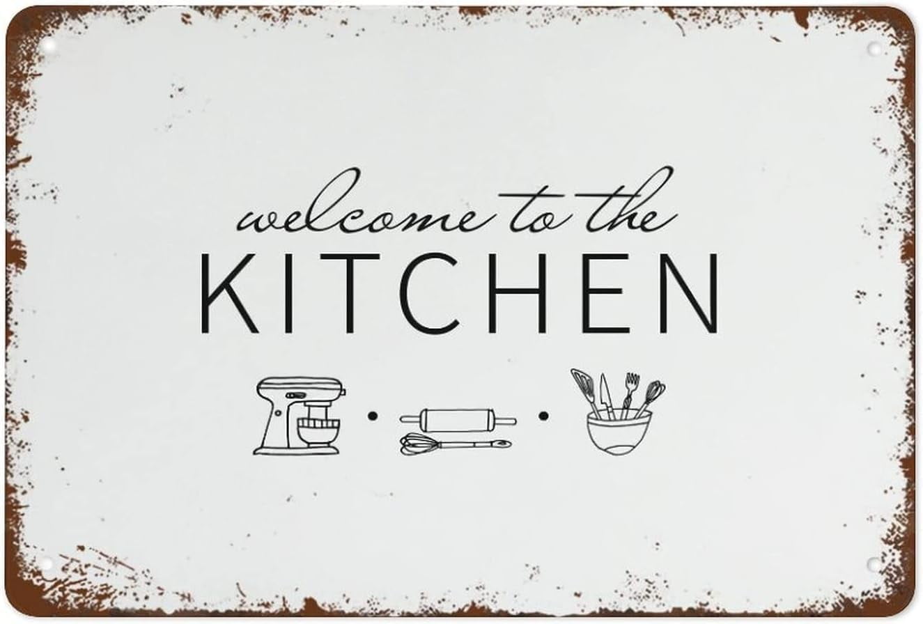 Black and White Print Kitchen Print Horizontal Aluminum Sign Vintage ...