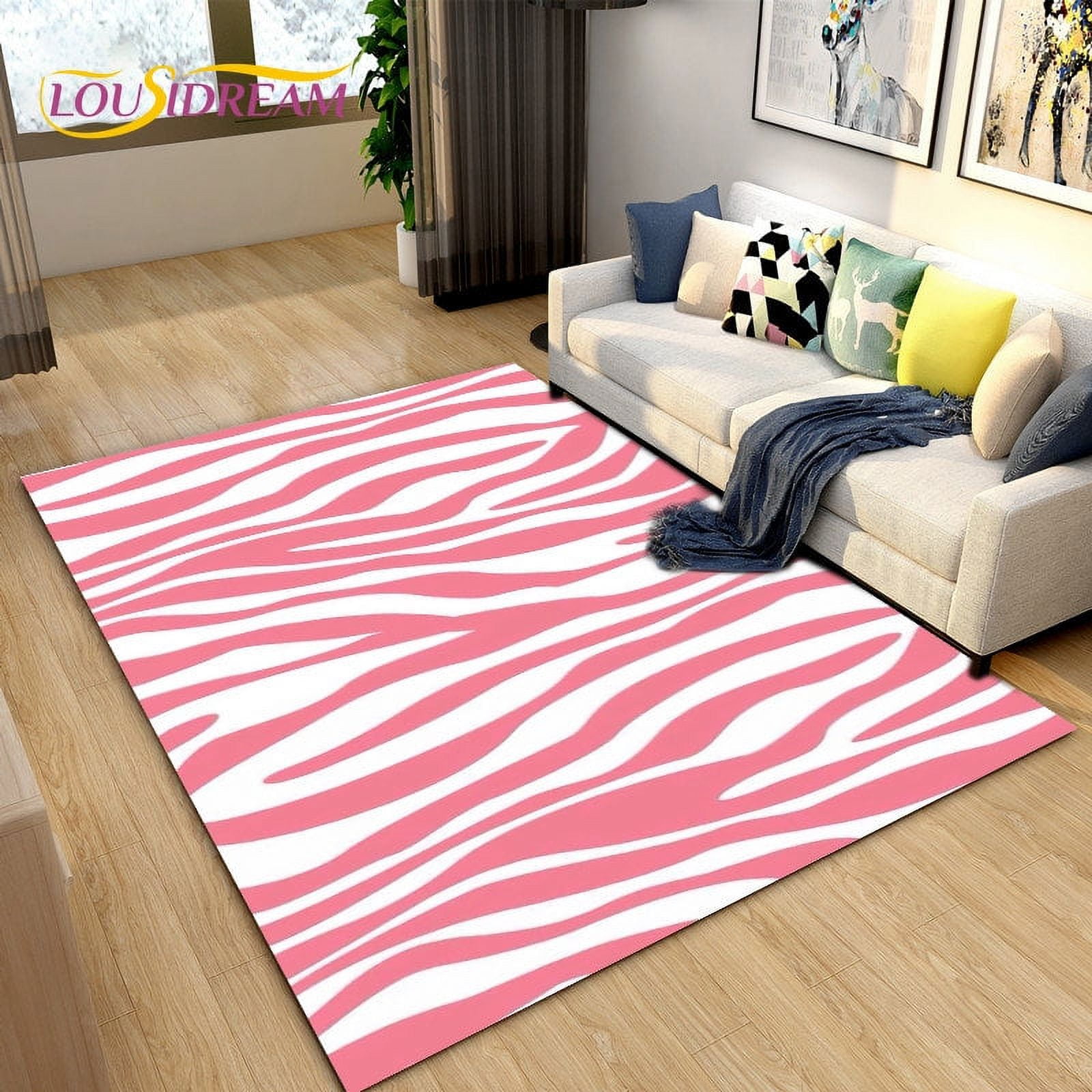 Black White Print Zebra Pattern Area Rug Large Carpet Rug for Living ...