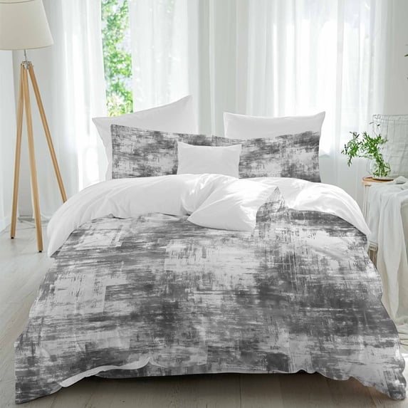 Black White Queen Duvet Cover Set, Modern Abstract Gradient Black White ...