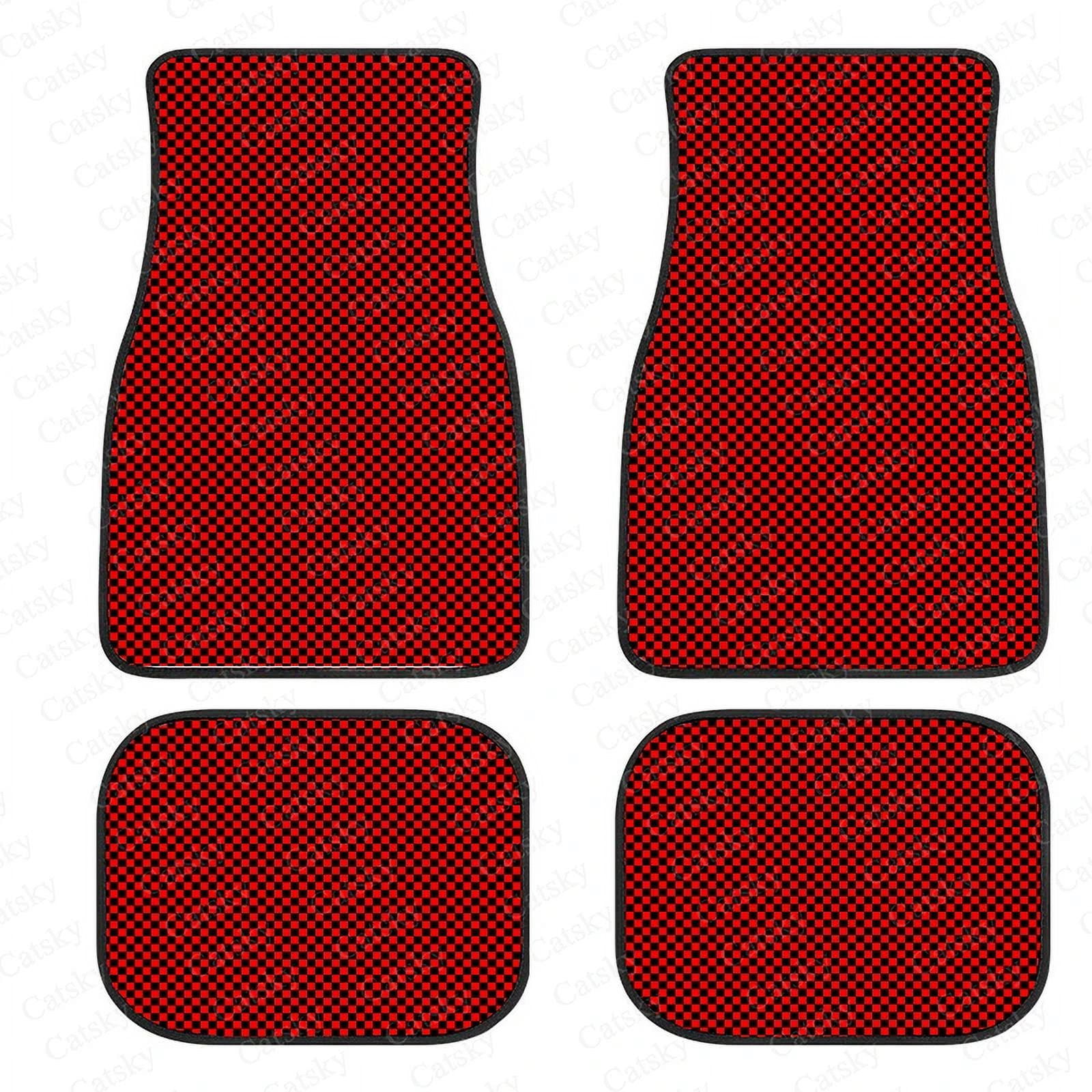 Black White Race Checkered Flag Pattern Car Floor Mats 4-Piece Front ...
