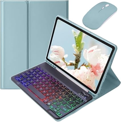 Black+White Rainbow Backlit Keyboard Case with Mouse for iPad Mini 6 ...