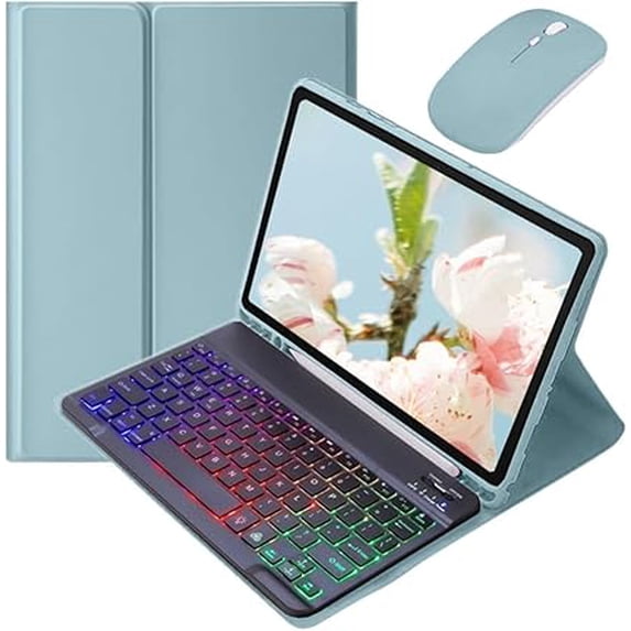 Black+White Rainbow Backlit Keyboard Case with Mouse for iPad Mini 6 ...