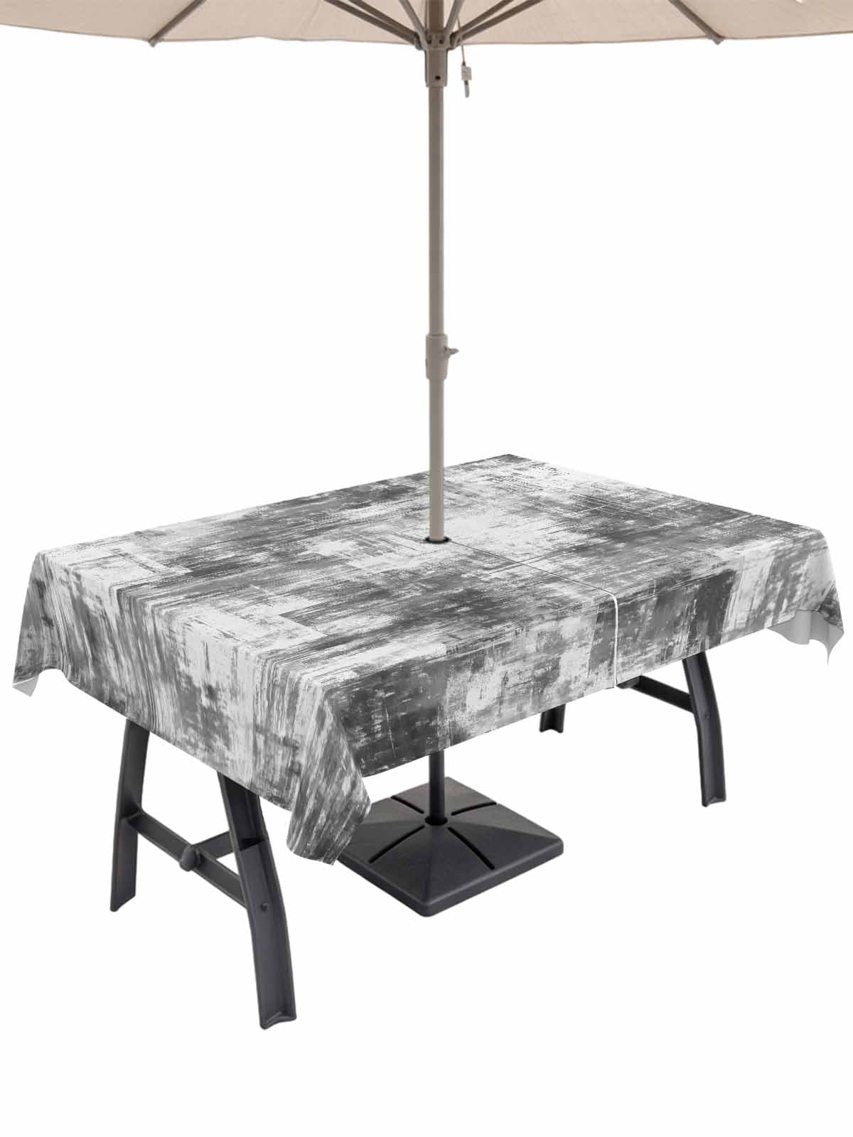 Black White Rectangle Outdoor Tablecloth with Umbrella Hole Modern ...
