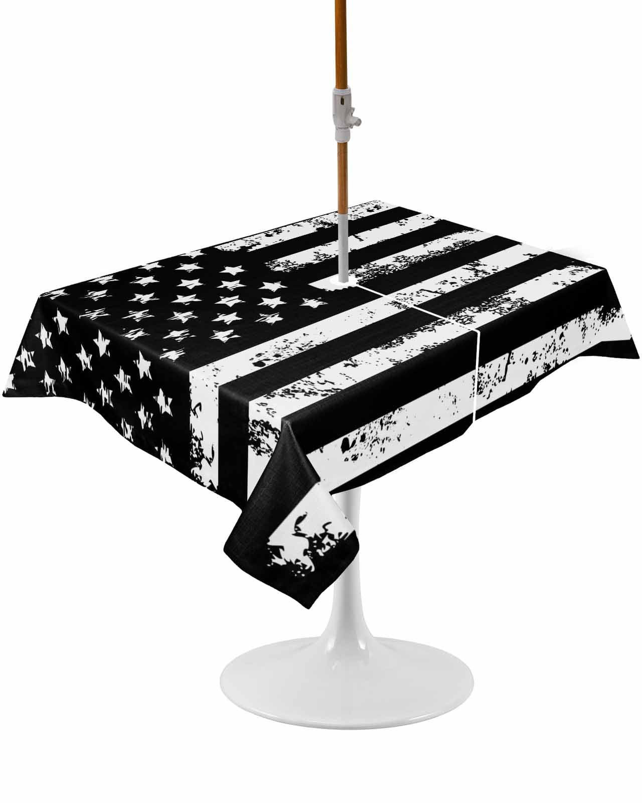 Black White Rectangle Outdoor Tablecloth, Waterproof Table Cloth Cover ...
