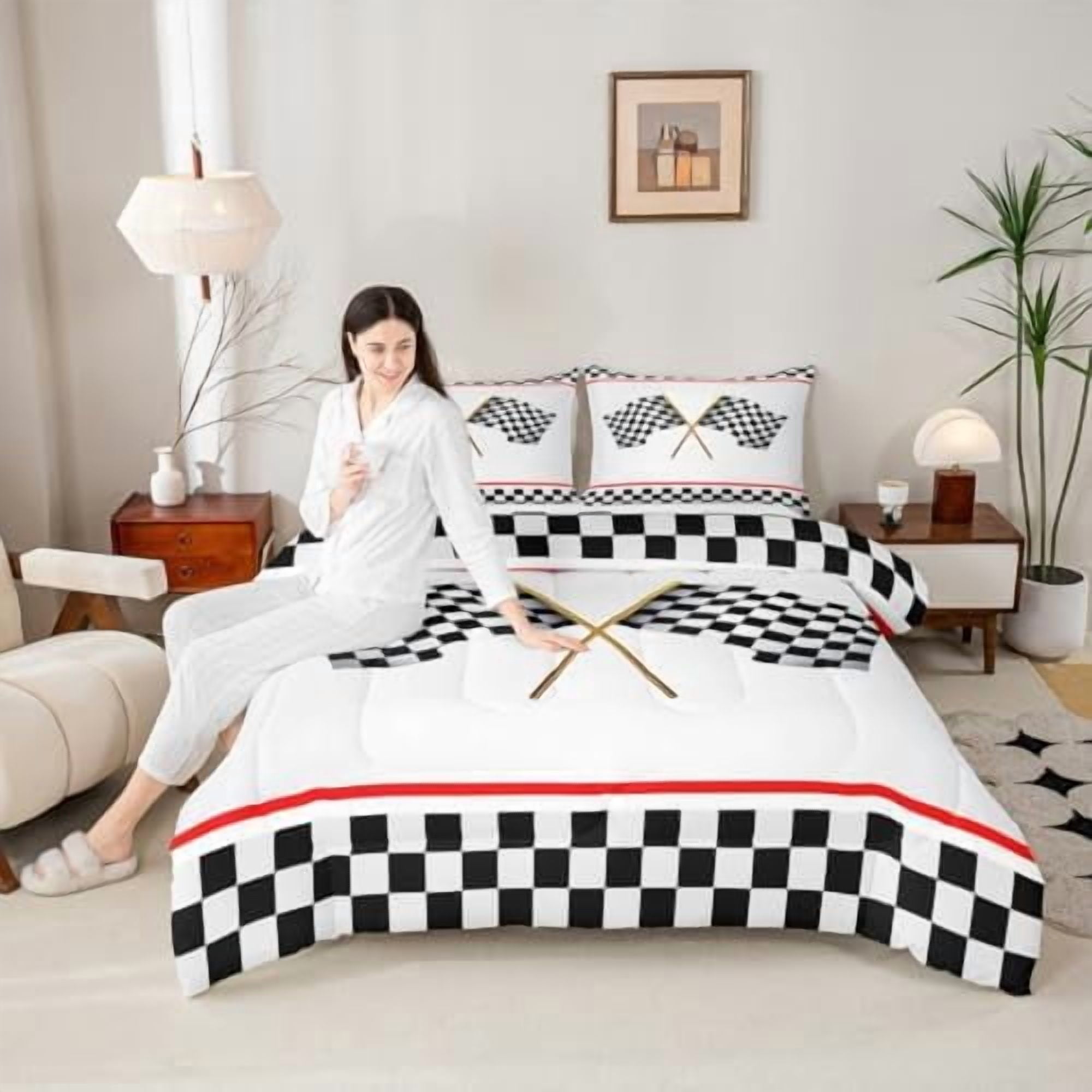 Black White Red 3 Pcs Comforter/Duvet Set,Kart Racing Speed Sport Ultra ...