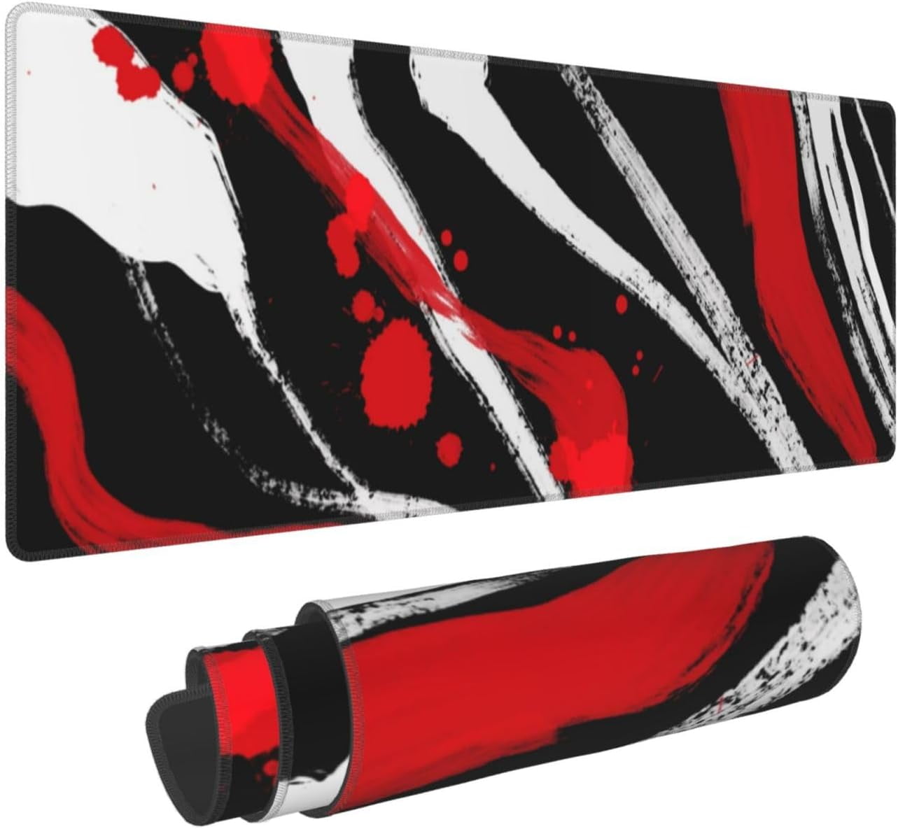 Black White Red Abstract Gaming Mouse Pad Extended Large Mouse Mat (31. ...