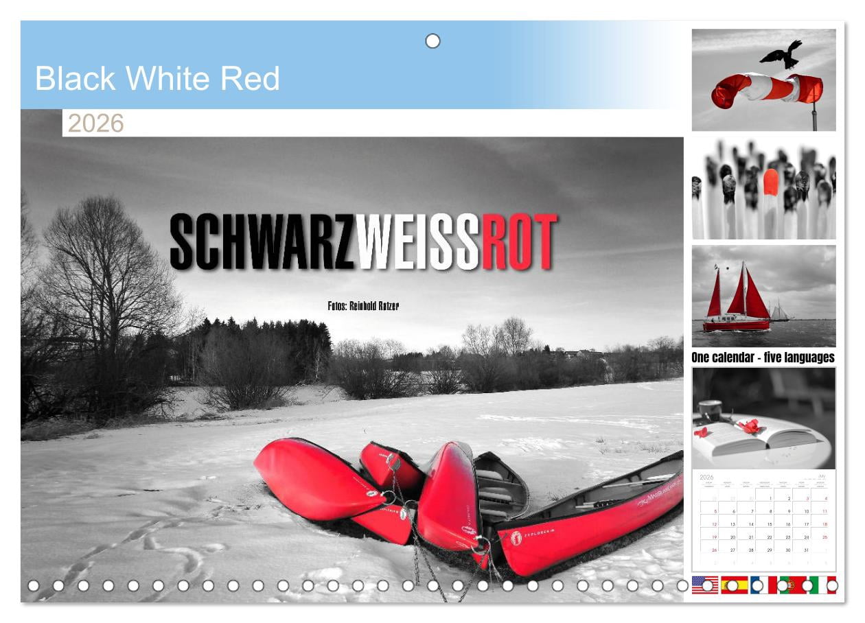 Black White Red (Monthly Wall Calendar 2026 11.7 x 16.5 (open ...