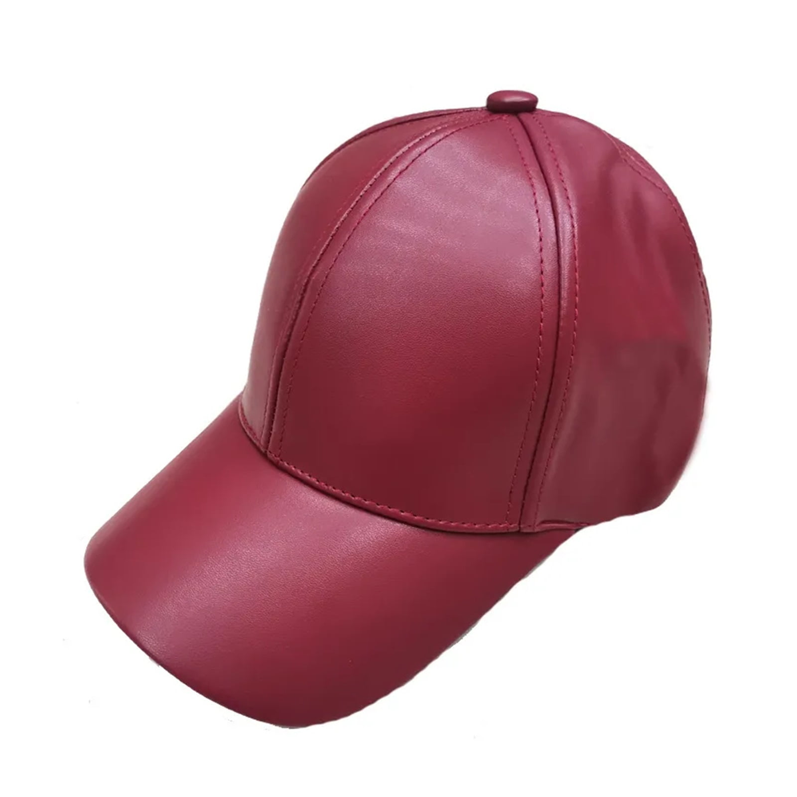 Black White Red PU Leather Hat For Women Men Spring Baseball Caps ...