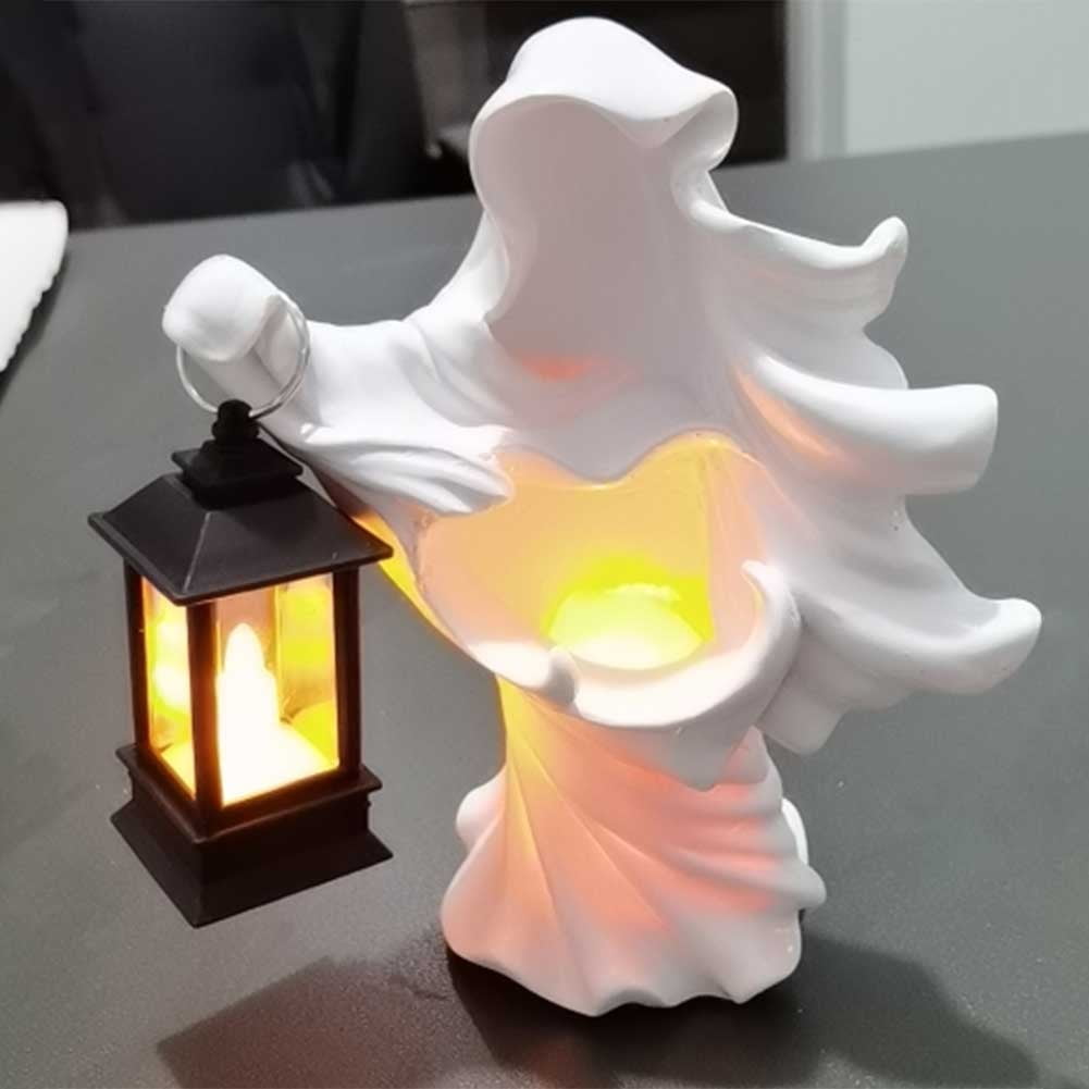 Black White Resin w/Lantern Cracker Statue Halloween Decor or solar ...