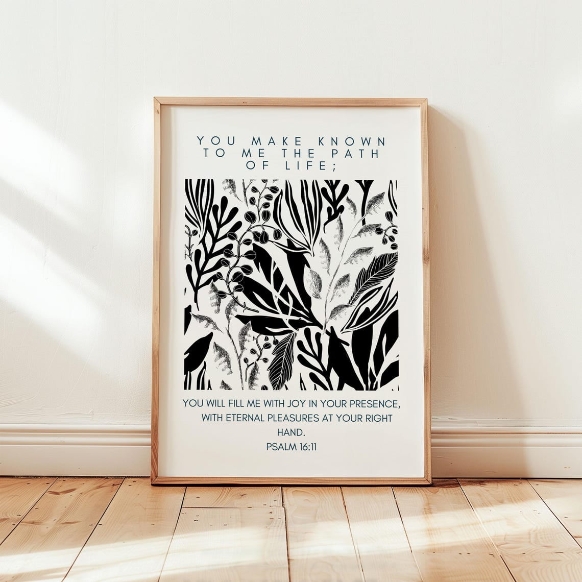 Black & White Retro Floral Print Bible Verse Scripture Wall Art Modern ...