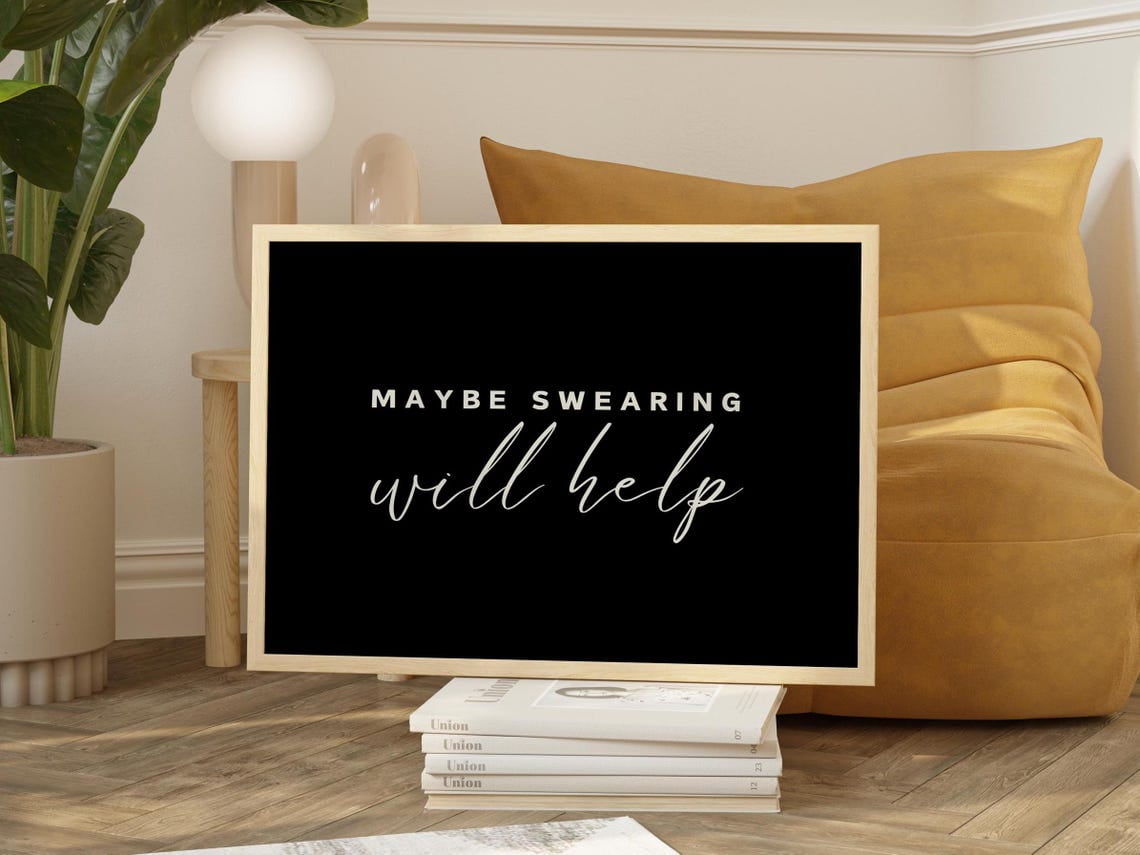 Black And White Retro Home Office Decor Maybe Swearing Will Help ...