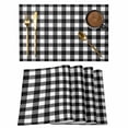 Black White Retro Plaid Cotton Linen Placemats Set of 2, Pastoral Plaid ...