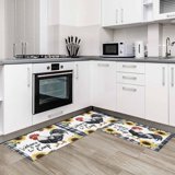 Black White Retro Rooster 2 Pieces Non-Slip Kitchen Mat Set Sunflower ...