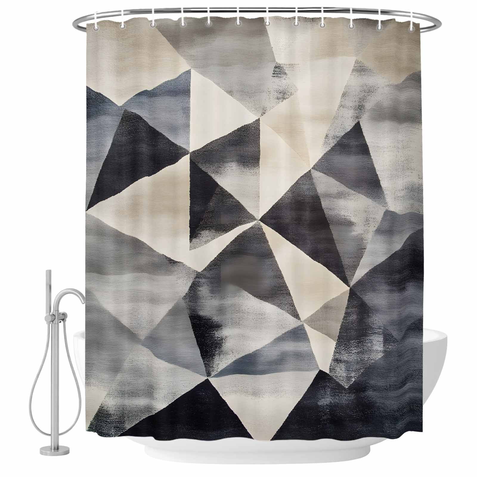 Black White Rhombus Shower Curtain Set - Small 36" x 72" Washable ...
