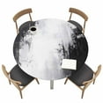 Black White Round Fitted Tablecloth with Elastic Edge Color Block Table ...