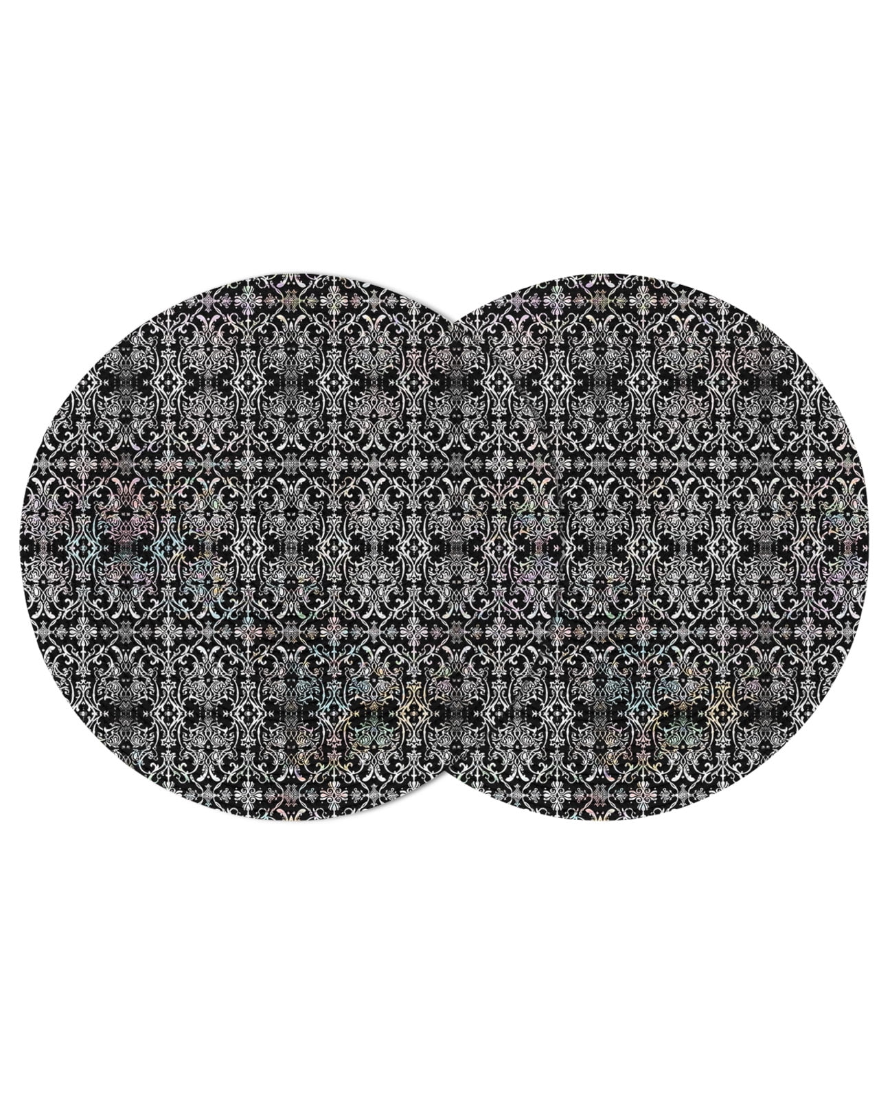 Black and White Round Placemats Set of 2 for Dinning Tables,Heat-proof ...