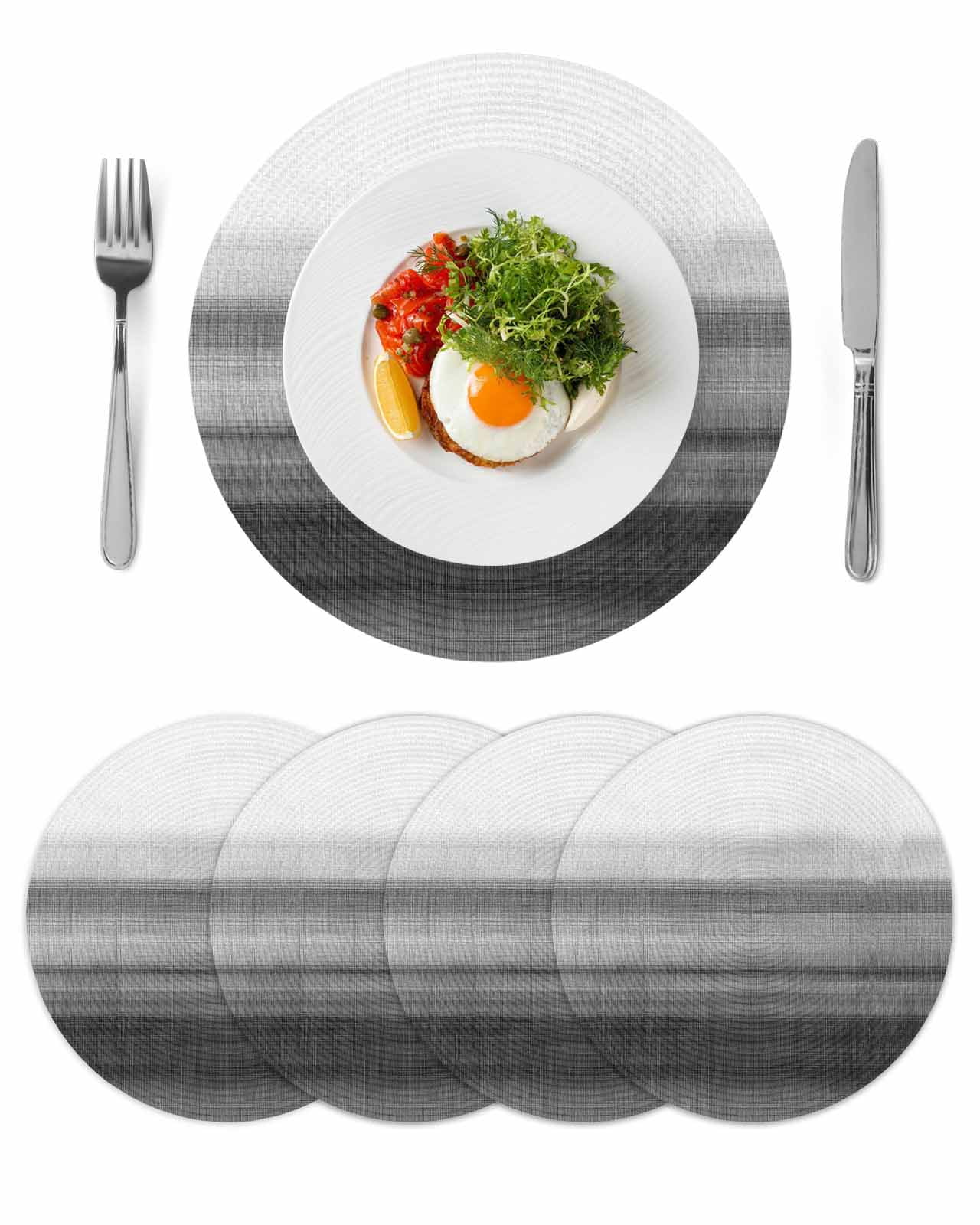Black And White Round Table Placemats set of 4, Abstract Modern Brush ...