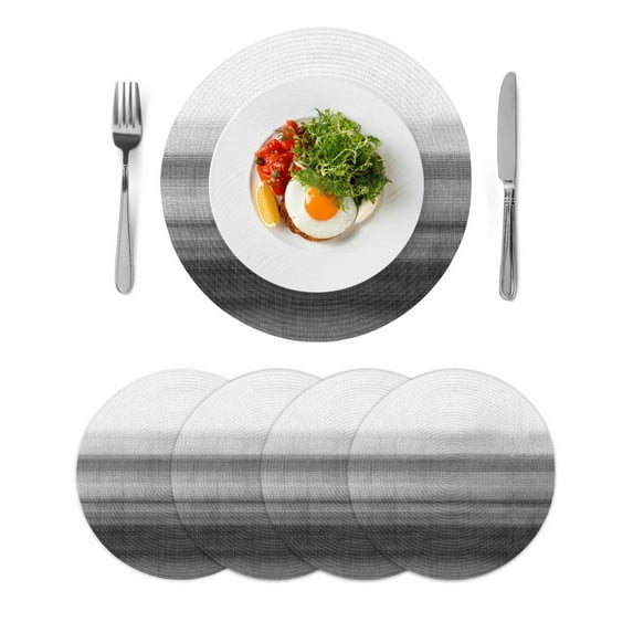 Black And White Round Table Placemats set of 4, Abstract Modern Brush ...