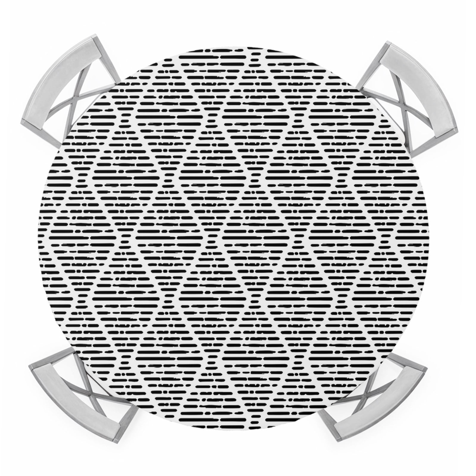 Black White Round Tablecloth for 45-54 Inch Tables, Fitted Table Cover ...