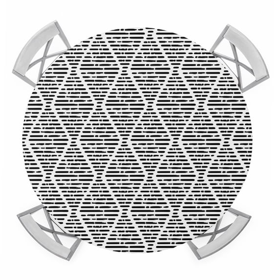 Black White Round Tablecloth for 45-54 Inch Tables, Fitted Table Cover ...