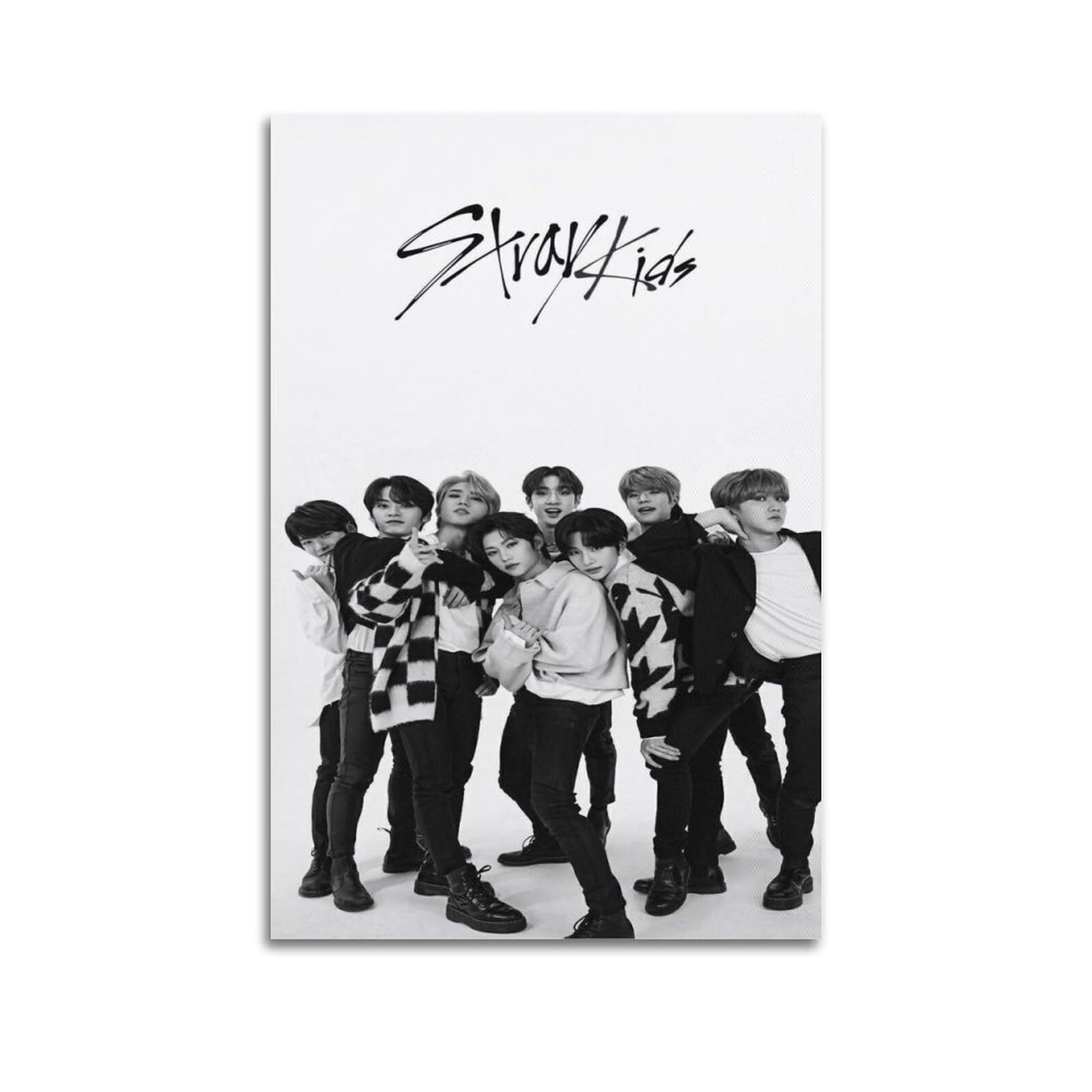 Black And White SKZ Poster Stray Kids Kpop Poster Korean Pop Group Canvas Art Poster Bedroom Gym ...