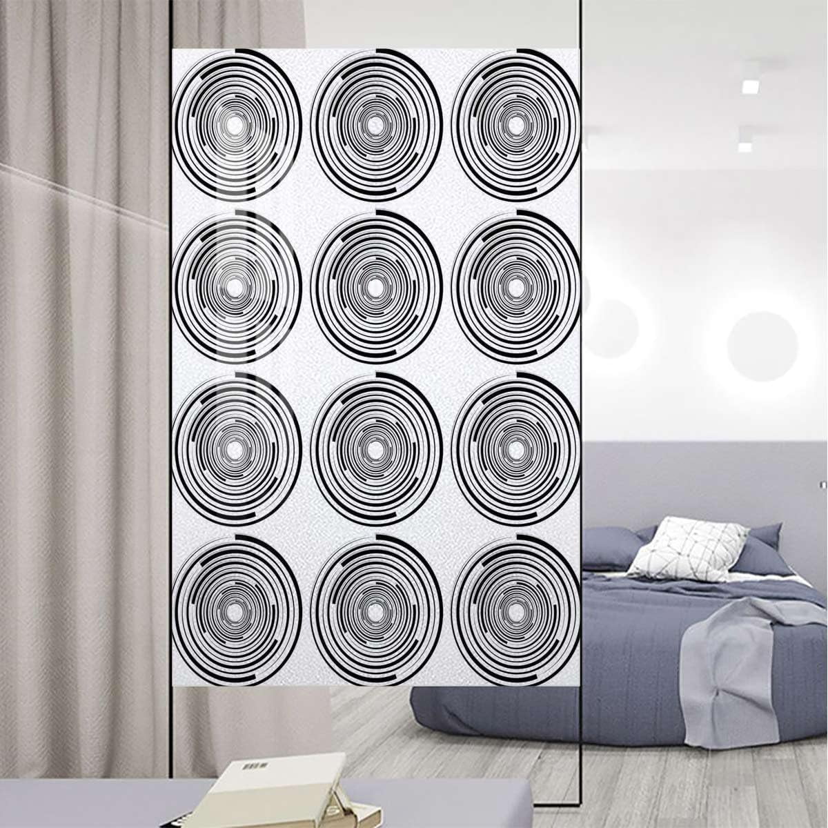 Black White Self-Adhesive Privacy Glass Window Film Abstract Art ...