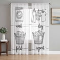 Black White Semi Sheer Curtains 63 Inch Length 2 Panels Set, Cartoon ...