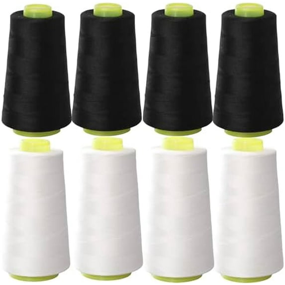 Black & White Sewing Thread, 8PCS 40S/2 3000 Yard Spool Serger Thread ...