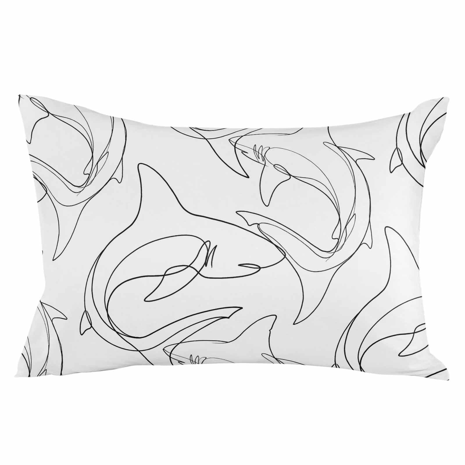 Black White Shark Throw Pillow Cover 16 x 24 Inch Decorative Pillow ...