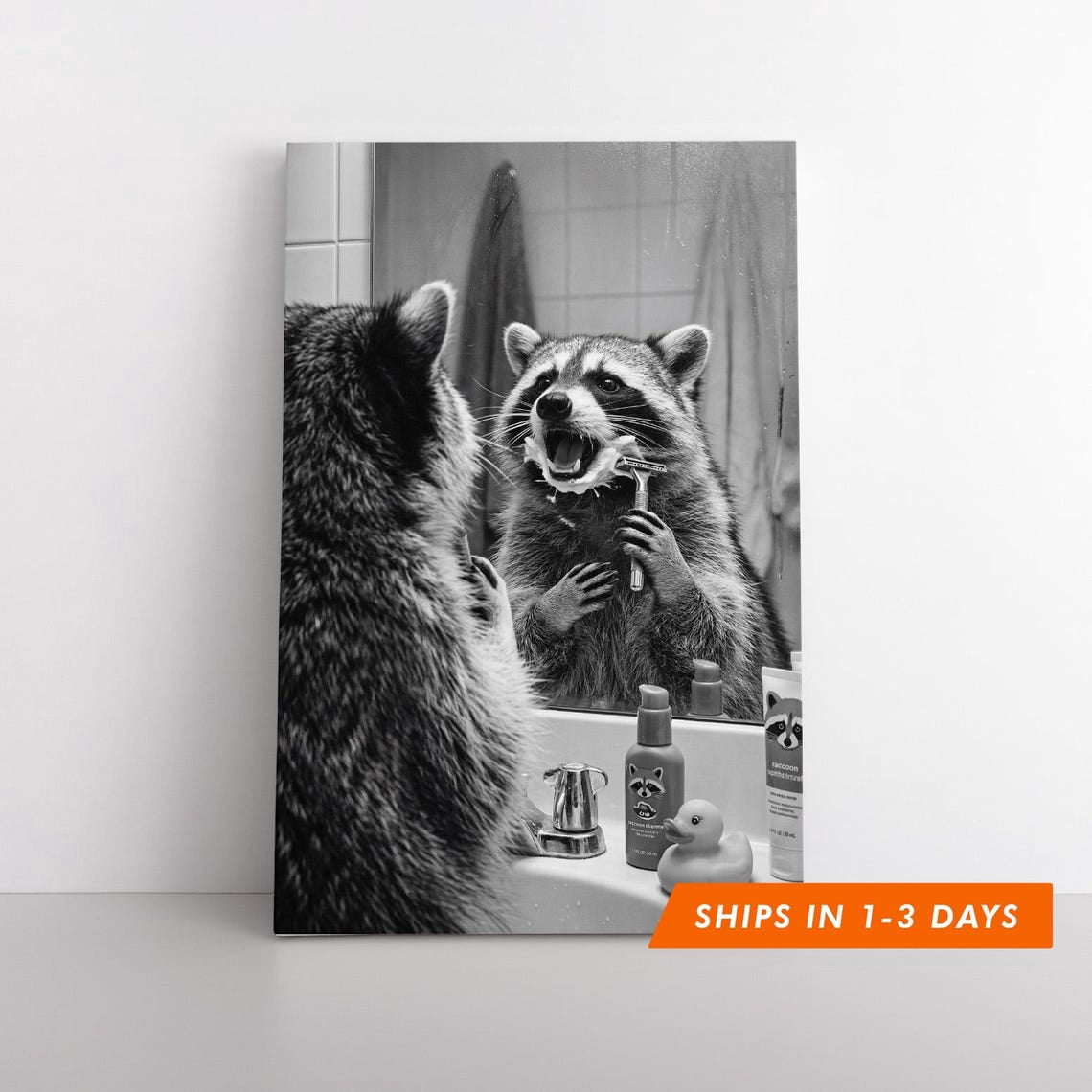 Black White Shaving Animal Quirky Washroom Sign Poster, Unframed Poster ...