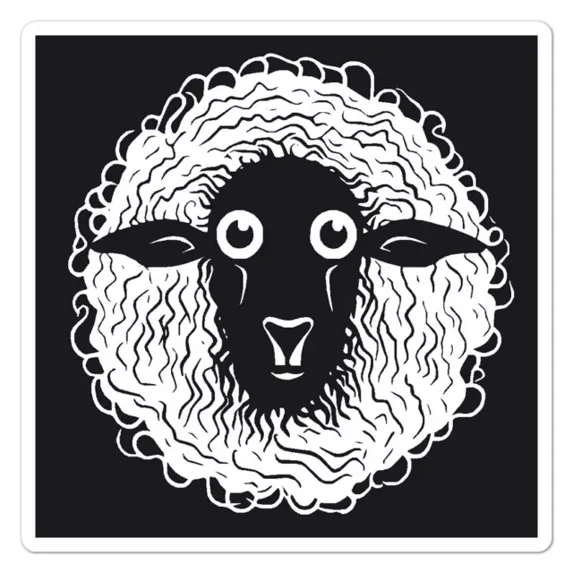 Black + White Sheep Sticker Indoor Outdoor Phone Decal Water Bottle ...