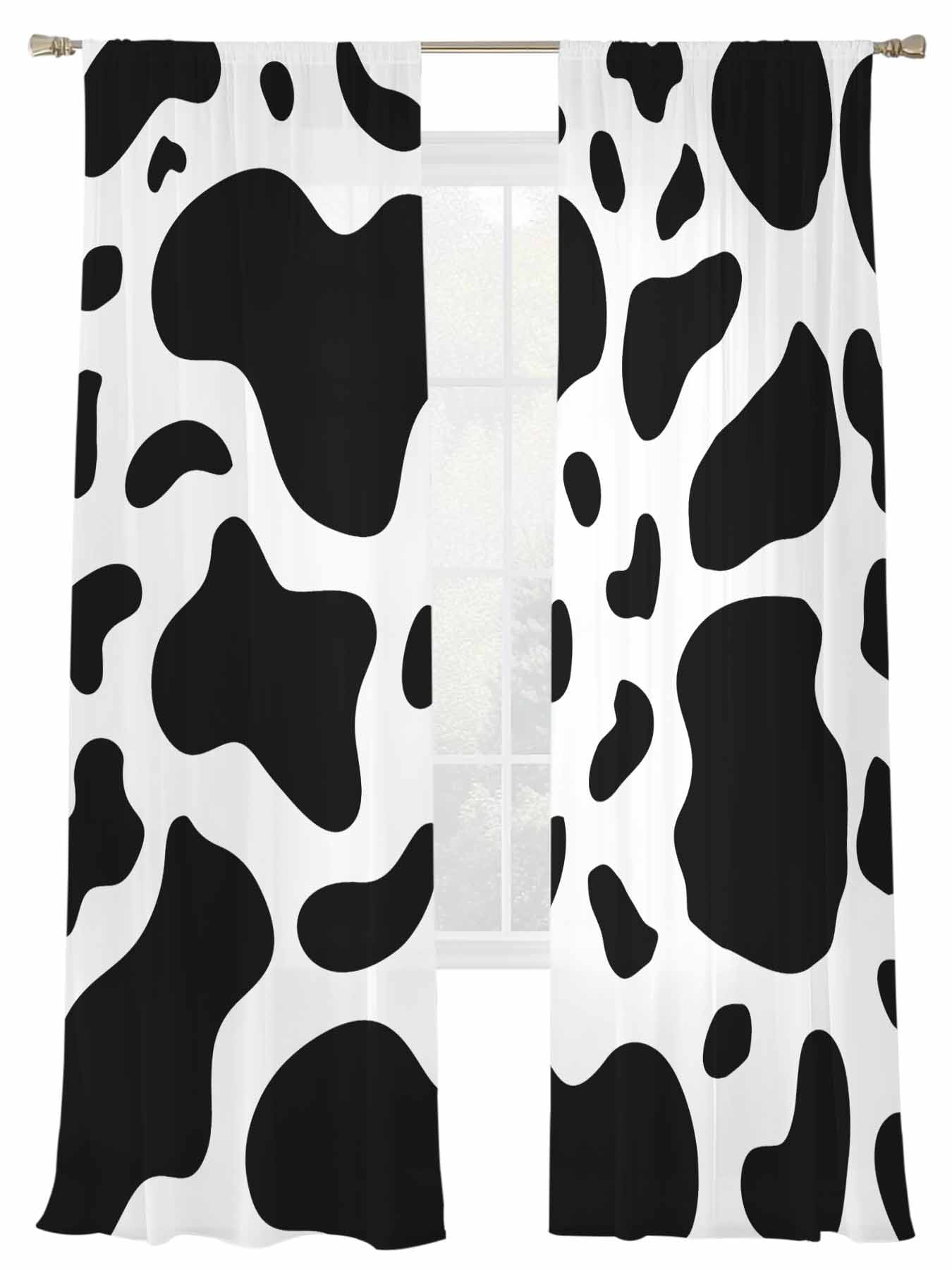 Black and White Sheer Curtains 108 Inch Length 2 Panels Set, Semi ...