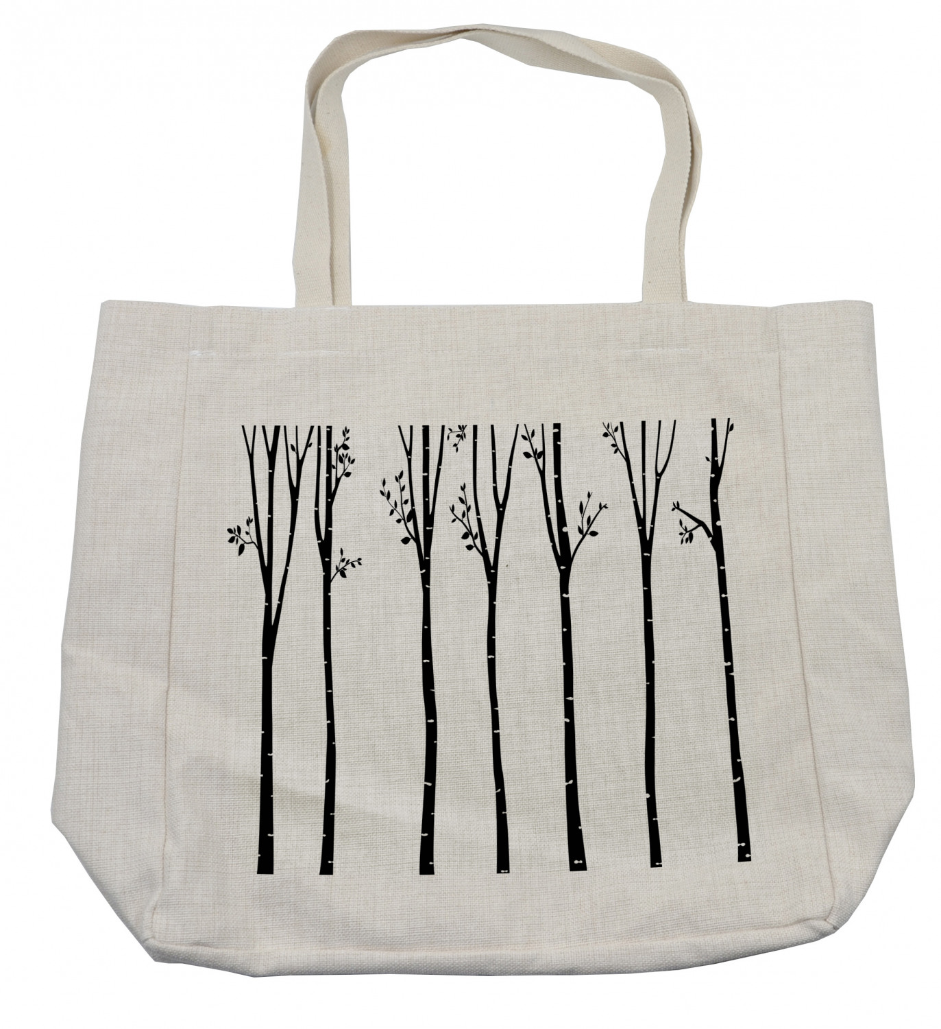 Black and White Shopping Bag, Monochrome Birch Tree Silhouettes with ...