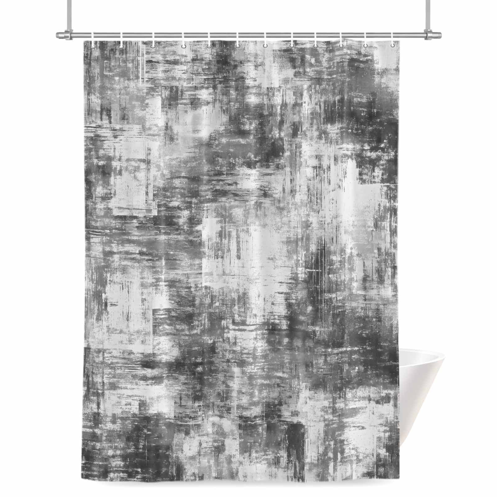 Black White Shower Curtains for Bathroom, Modern Abstract Gradient ...