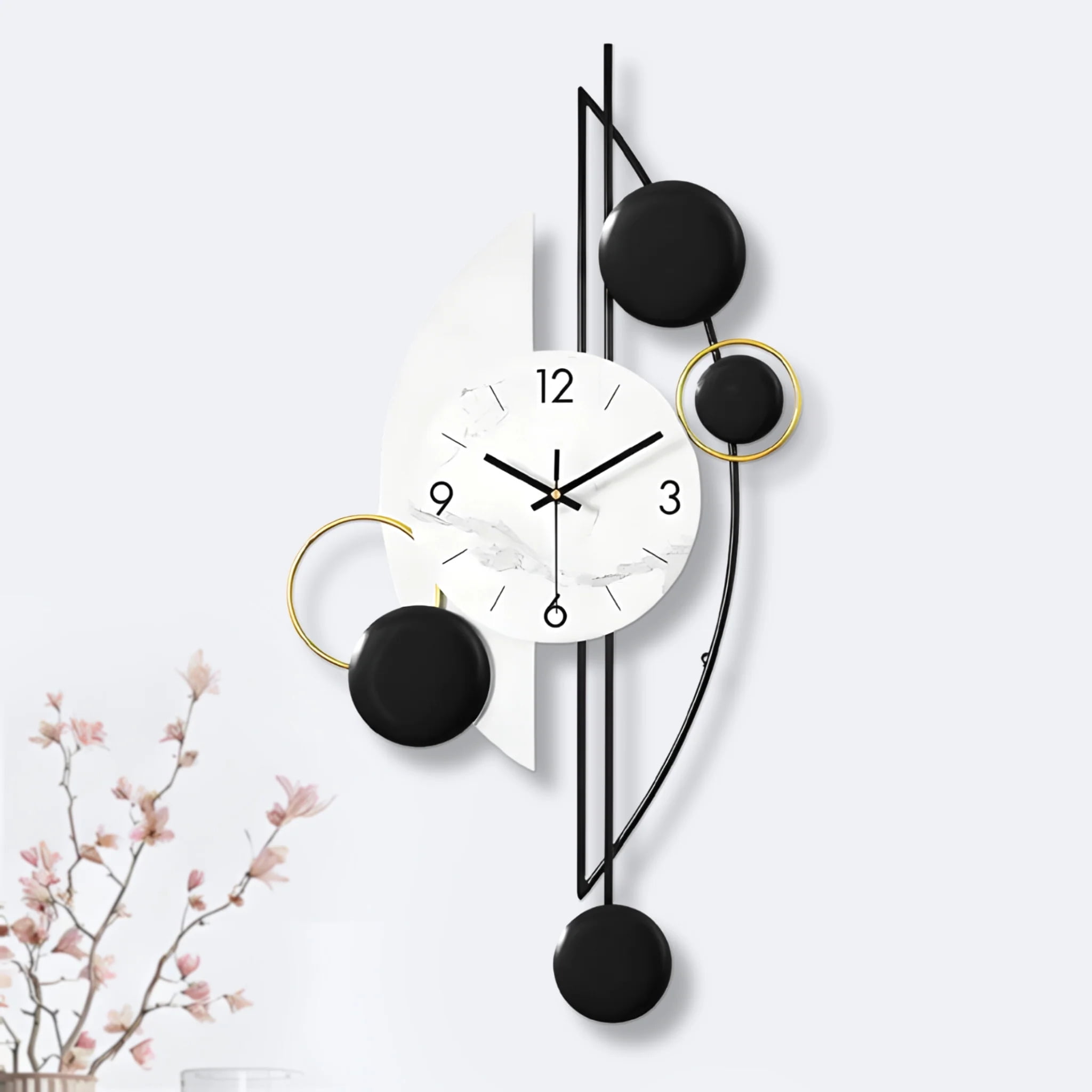 Black White Silent Wall Clock, Modern Decorative Vertical Wall Clock ...