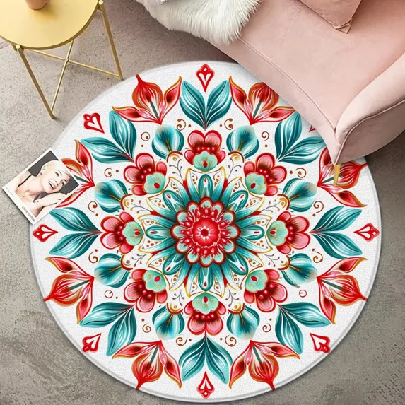 Black White Simple Bohemian Living Room rative Round Rugs Bedroom Rugs ...