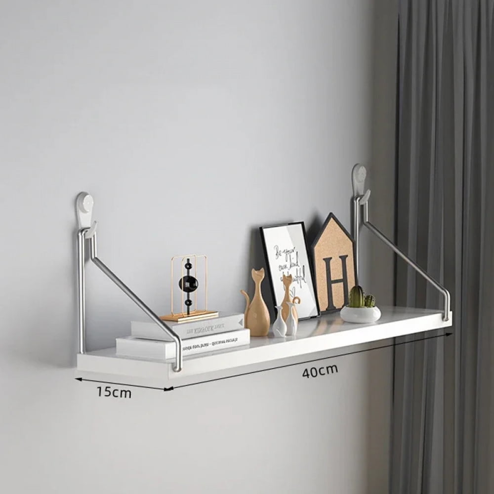 Black, White Simple No-Punch Wall Shelf For Books, Decorations, Dolls ...