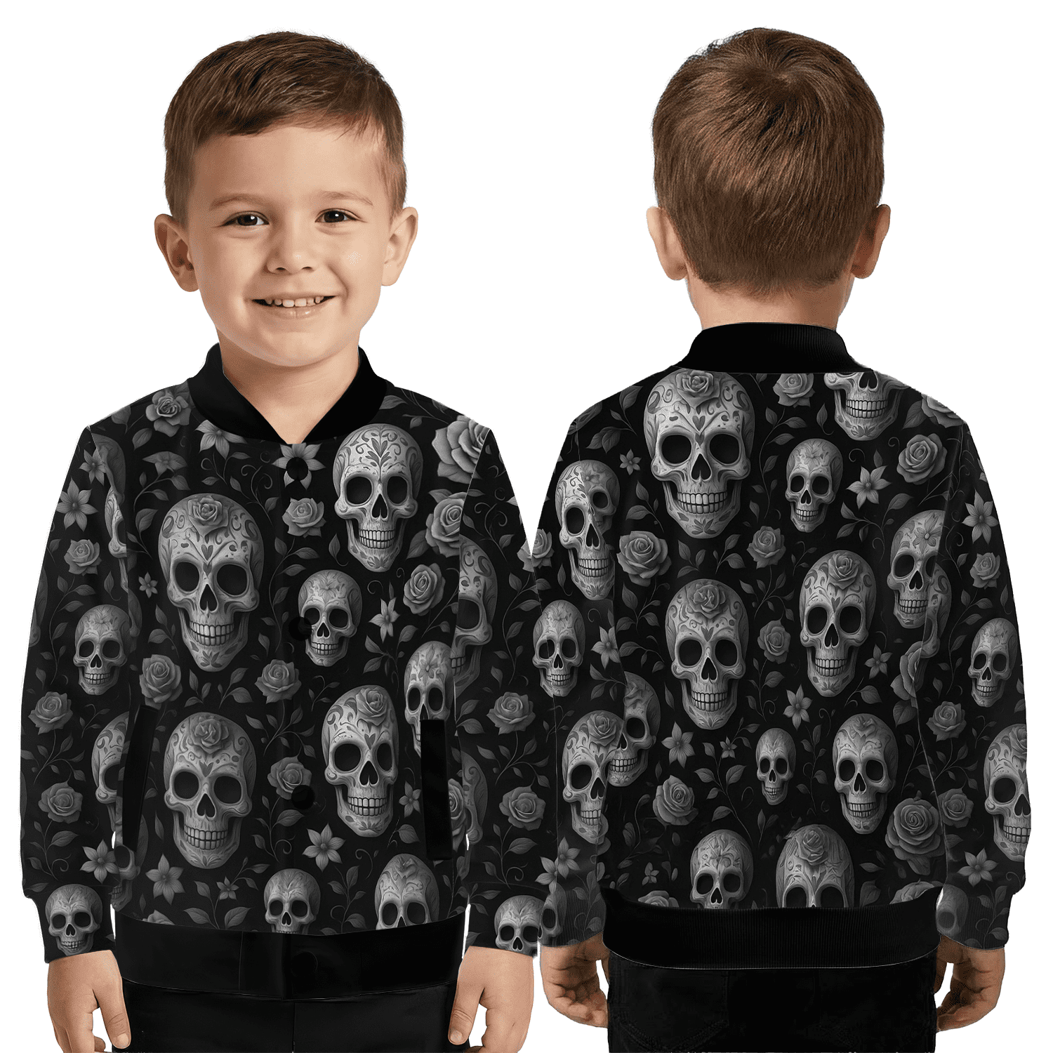 Black & White Skull Baseball Jacket – Gothic Skull Style Baseball ...