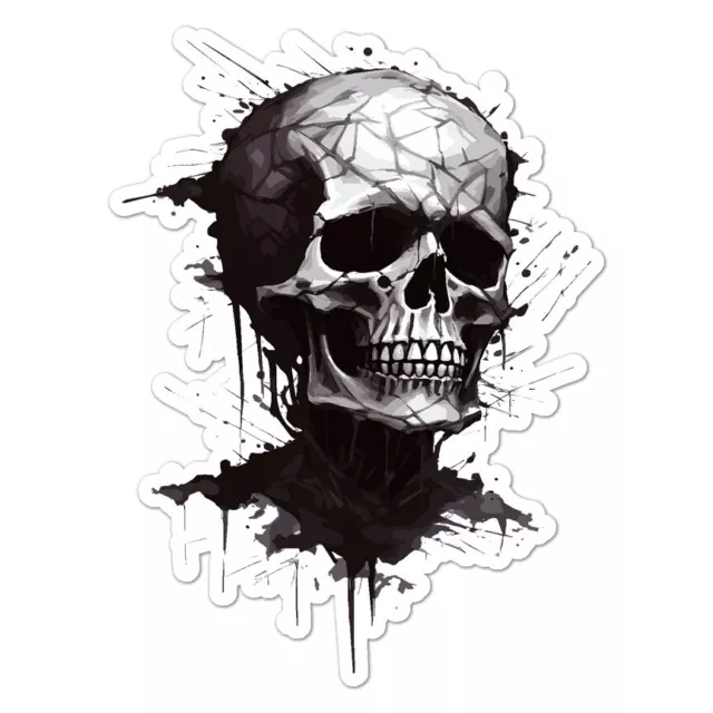 Black + White Skull Sticker Indoor Outdoor Phone Decal Water Bottle ...