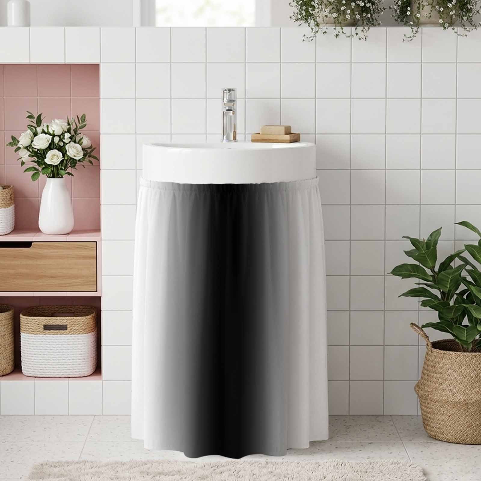 Black White Small Cabinet Curtain 11''x13'', Gradient Gray Monochrome ...