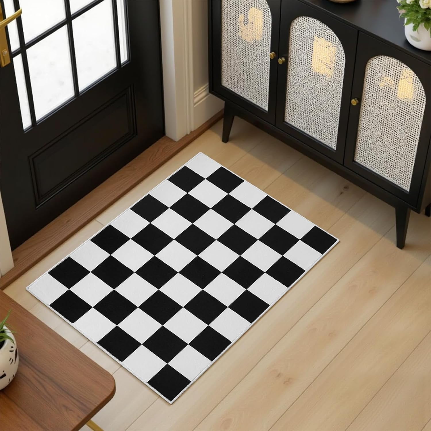 Black and White Small Checkered Rug for Bedroom, 2x3 Soft Washable Rug ...