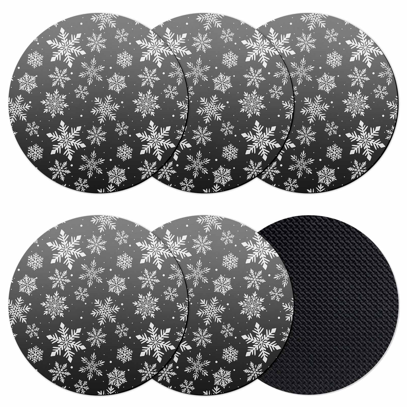 Black White Snowflake Christmas Coasters Set of 6, Absorbent Coasters ...