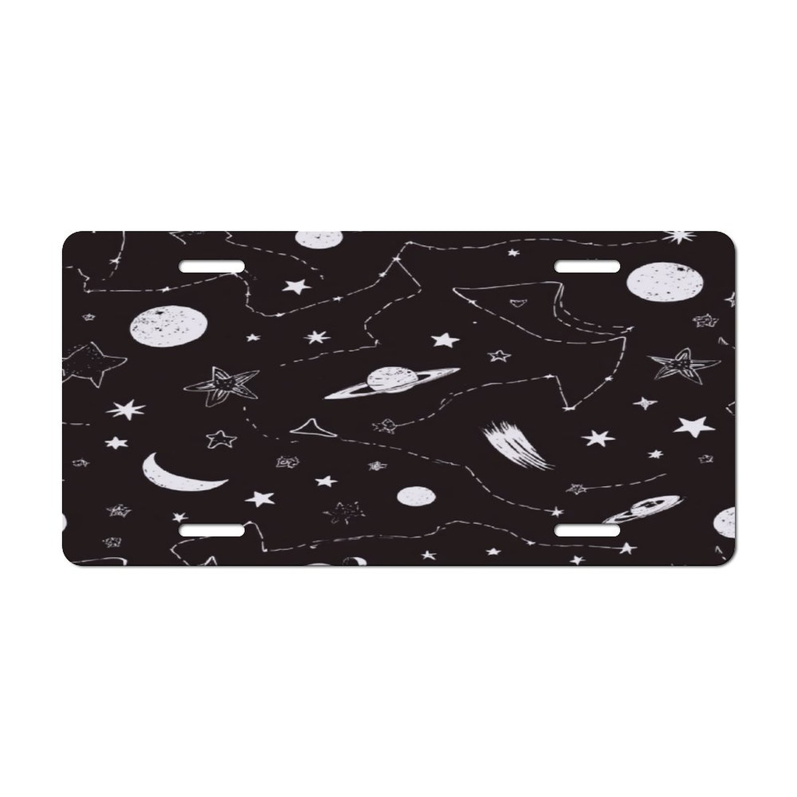 Black And White Space Pattern Car Decorative Front License Plate,Vanity ...