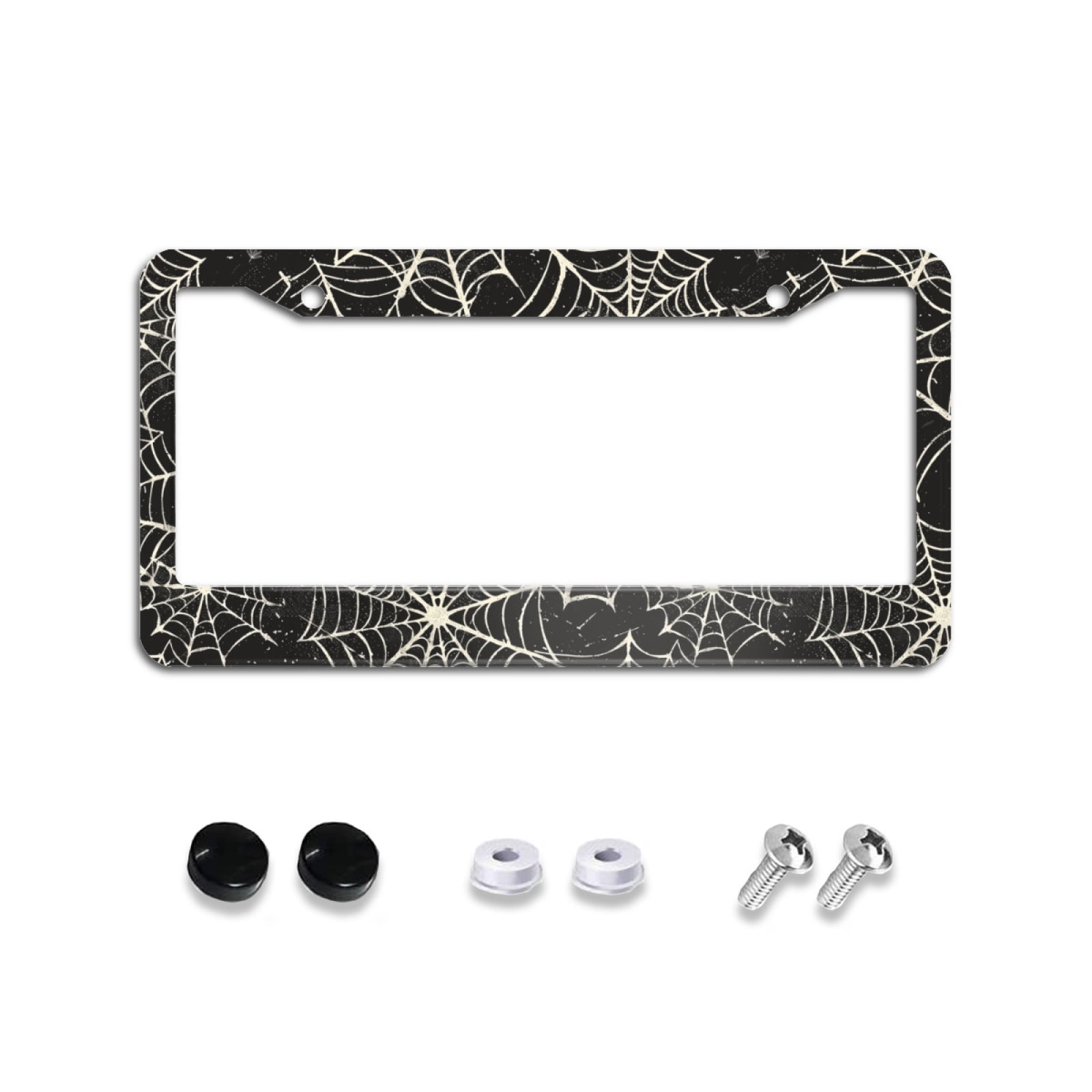 Black White Spider Web 1 License Plate Frames for Women Men Car Plate ...
