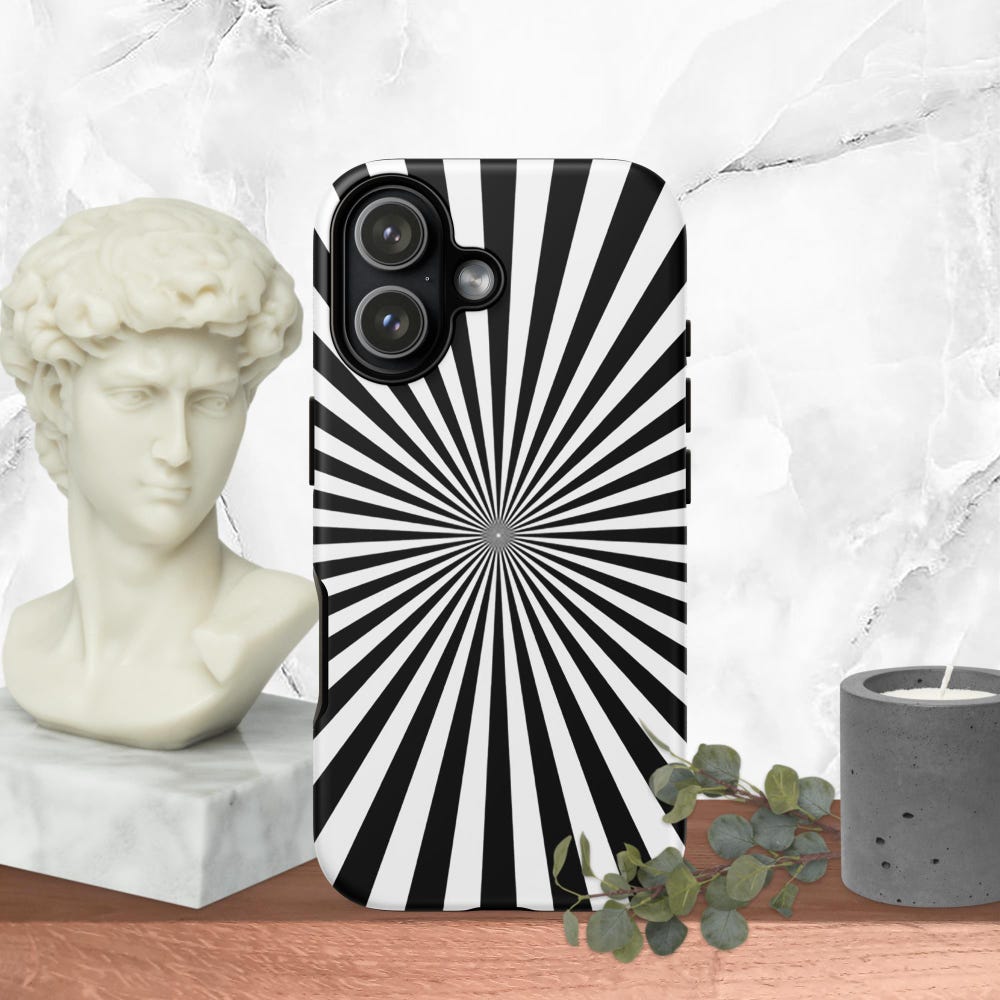 Black White Spiral Optical Illusion Trippy Art Phone Case 17 16 15 14 ...