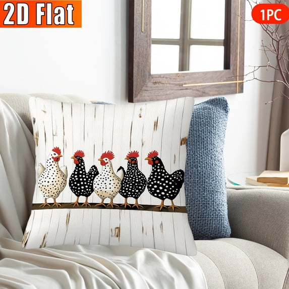 Black and White Spotted Chicken, Pattern Pillow Cover, Room Decor ...