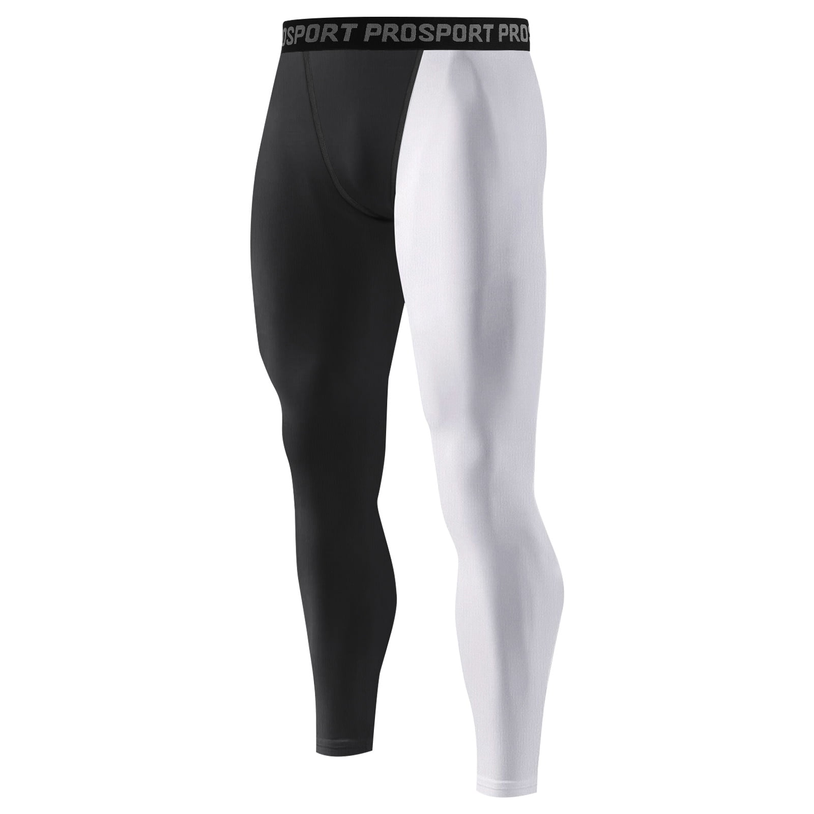 Black and White Stitching Men's Compression Pants Base Layer Running ...