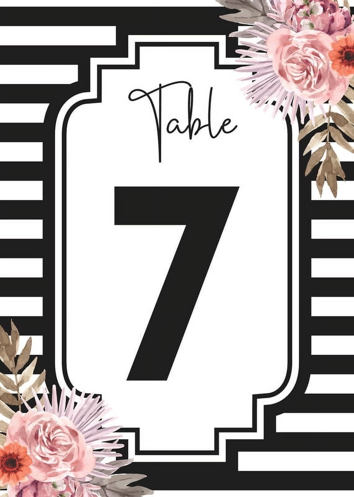 Black White Stripe 26 Pieces Wedding Table Numbers Cardss 1-25 Double ...