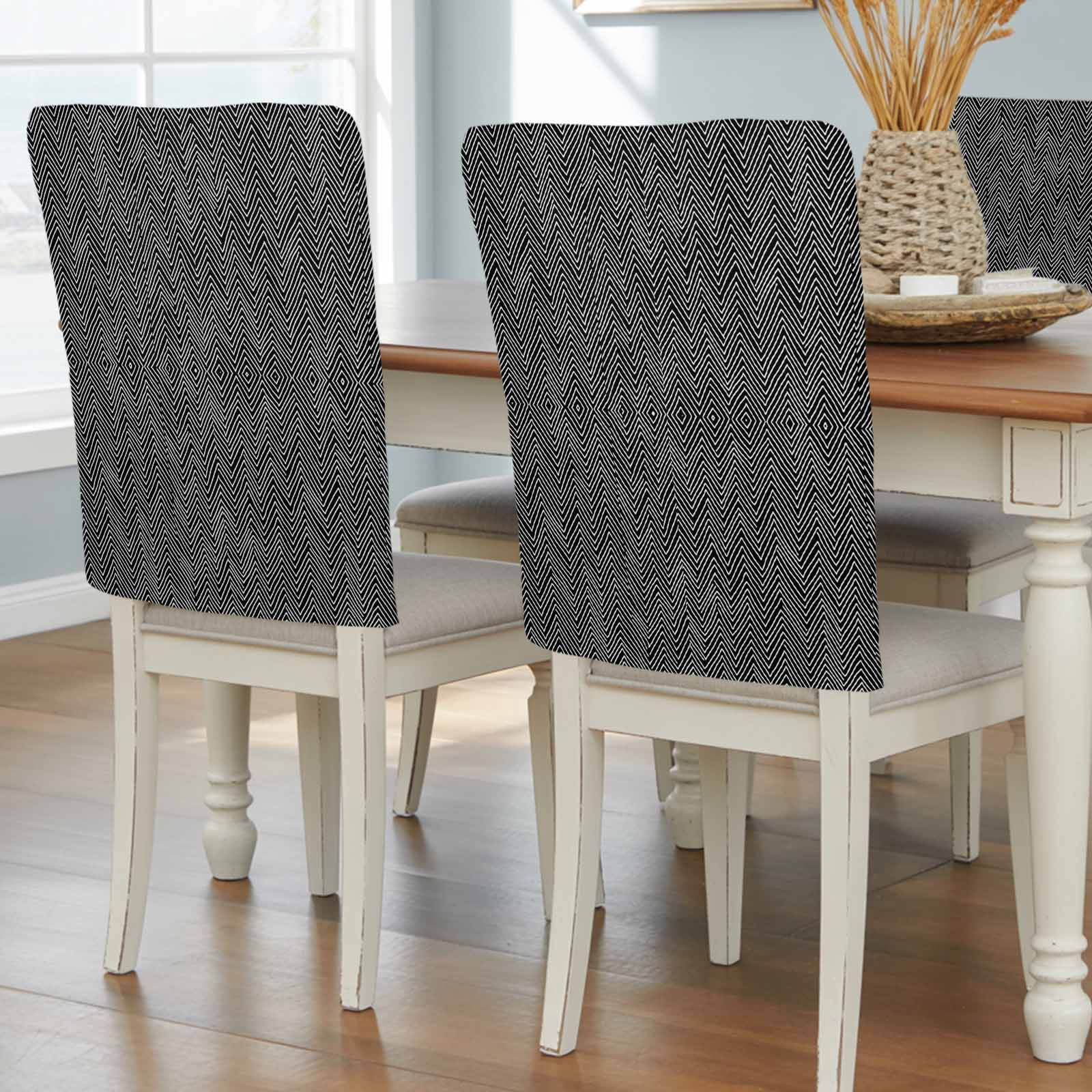 Black White Stripe Chair Back Covers, Modern Abstract Art Moire Striped ...